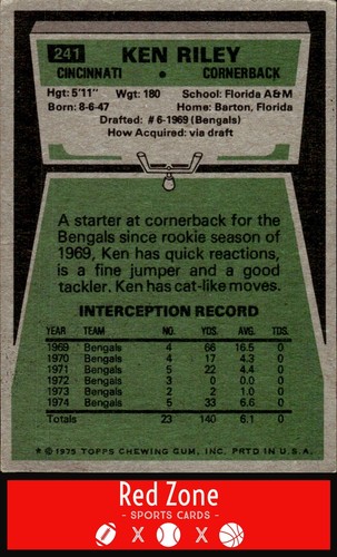1975 Topps - #241 Ken Riley EX. | eBay