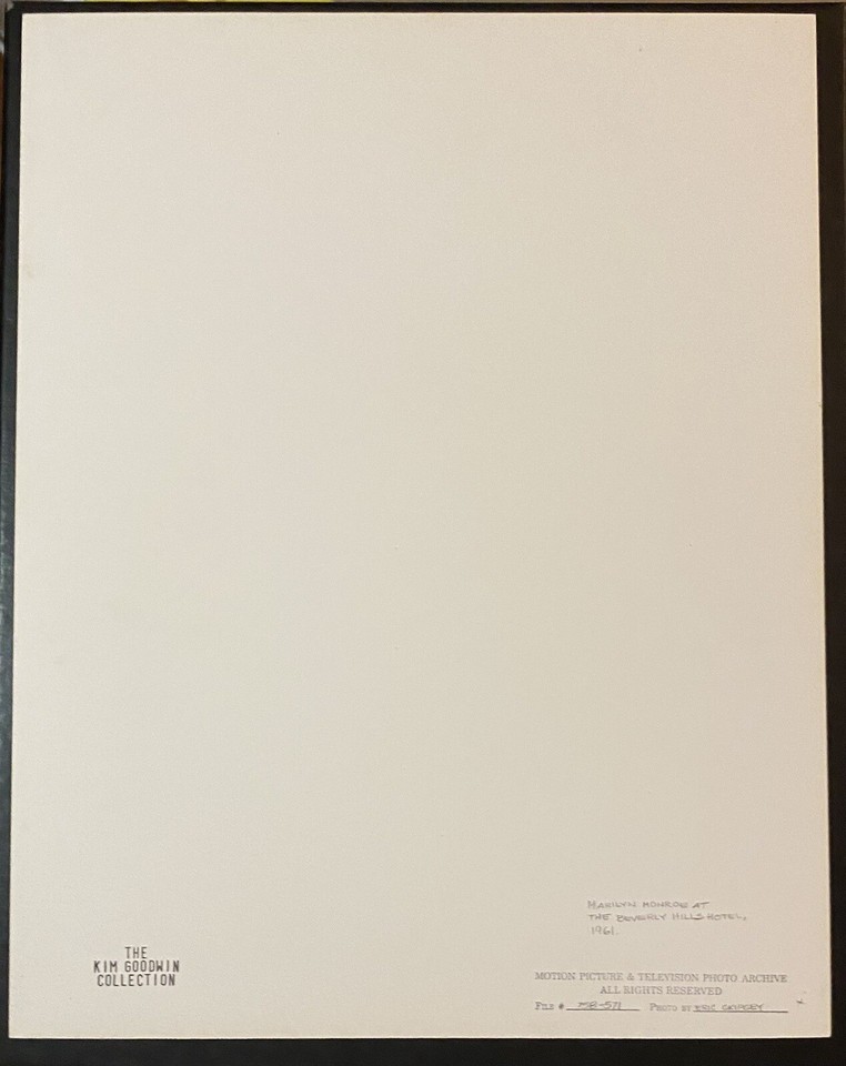 1961 Marilyn Monroe Original Photo Stamped Beverly Hills Hotel Eric ...