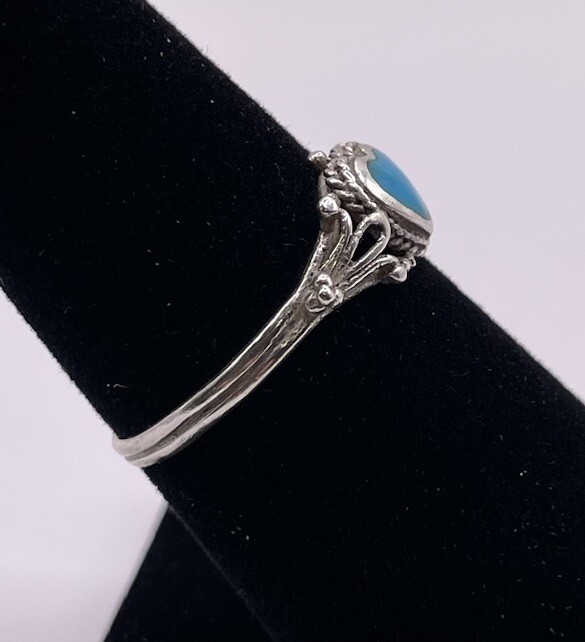 Dainty Small Blue Turquoise Heart Sterling Silver Ring Size 8.5 | eBay