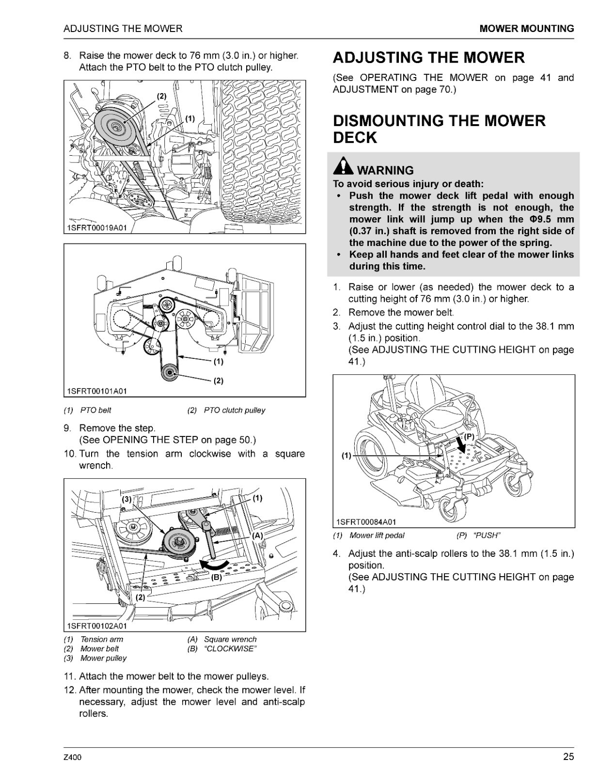 Z411 Z421 Zero Turn Tractor Operators Instruction Maint Manual Kubota ...