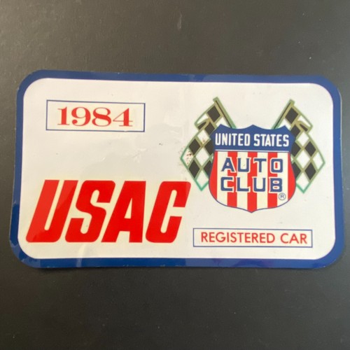 USAC United States Auto Club 1984 "Registered Car" Sticker 3" x 5 1/4 ...