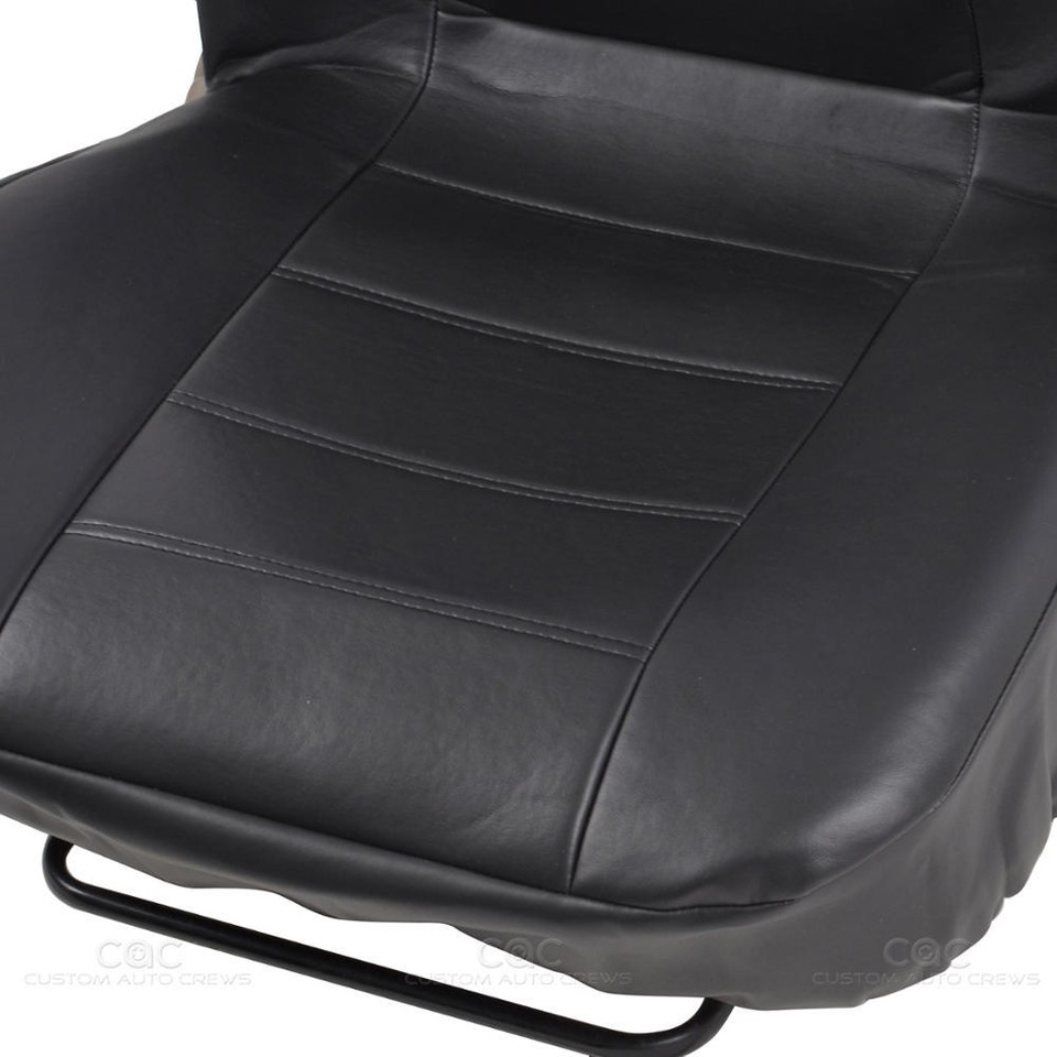 Black Leatherette Car Seat Covers Front Rear Full Set Synthetic Leather ...
