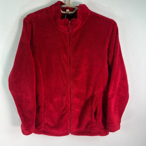 Jason Maxwell Womens Long Sleeves Mock Neck Full Zip Red Fleece Jacket ...