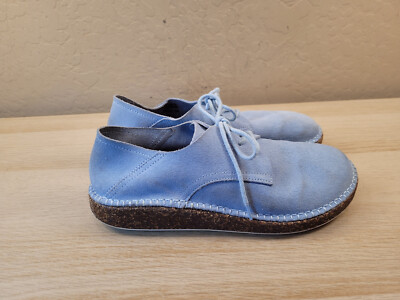 Birkenstock Gary Sky Blue Suede Casual Lace-Up Low-Profile Shoes Size ...