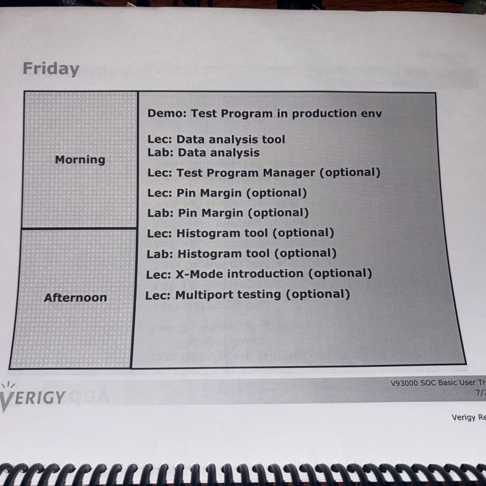 Verigy (Advantest) V93000 V93K SoC Basic User Training Book Manual ...