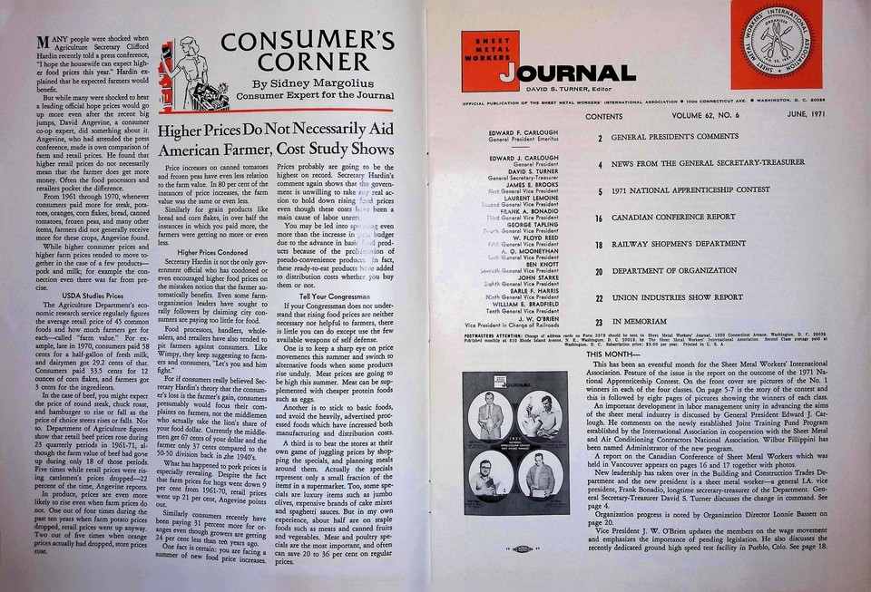 Sheet Metal Workers Journal June 1971 Apprenticeship Contest SMACNA ...