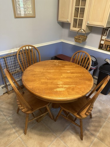 Vintage Oak Furniture Expandable Kitchen Table Set With 4 Chairs *read ...