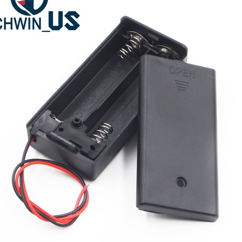 2 AA 2A Battery Holder Box Case with ON/OFF Switch and Cover for 2AA ...