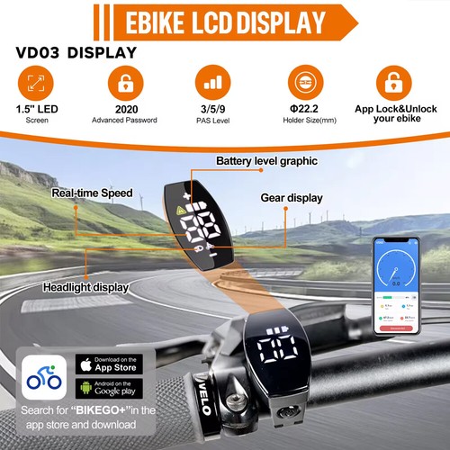 VD03 Bluetooth Navigation CAN Display 9 PAS For BAFANG Electric Bike ...
