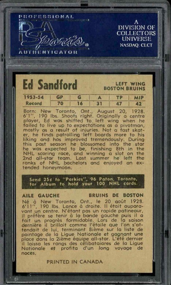1954 Parkhurst #64 Ed Sandford - PSA 8 | eBay