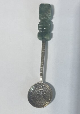 Alpaca MEXICO Calendar Souvenir Spoon Mazatlan Carved Stone Handle ...