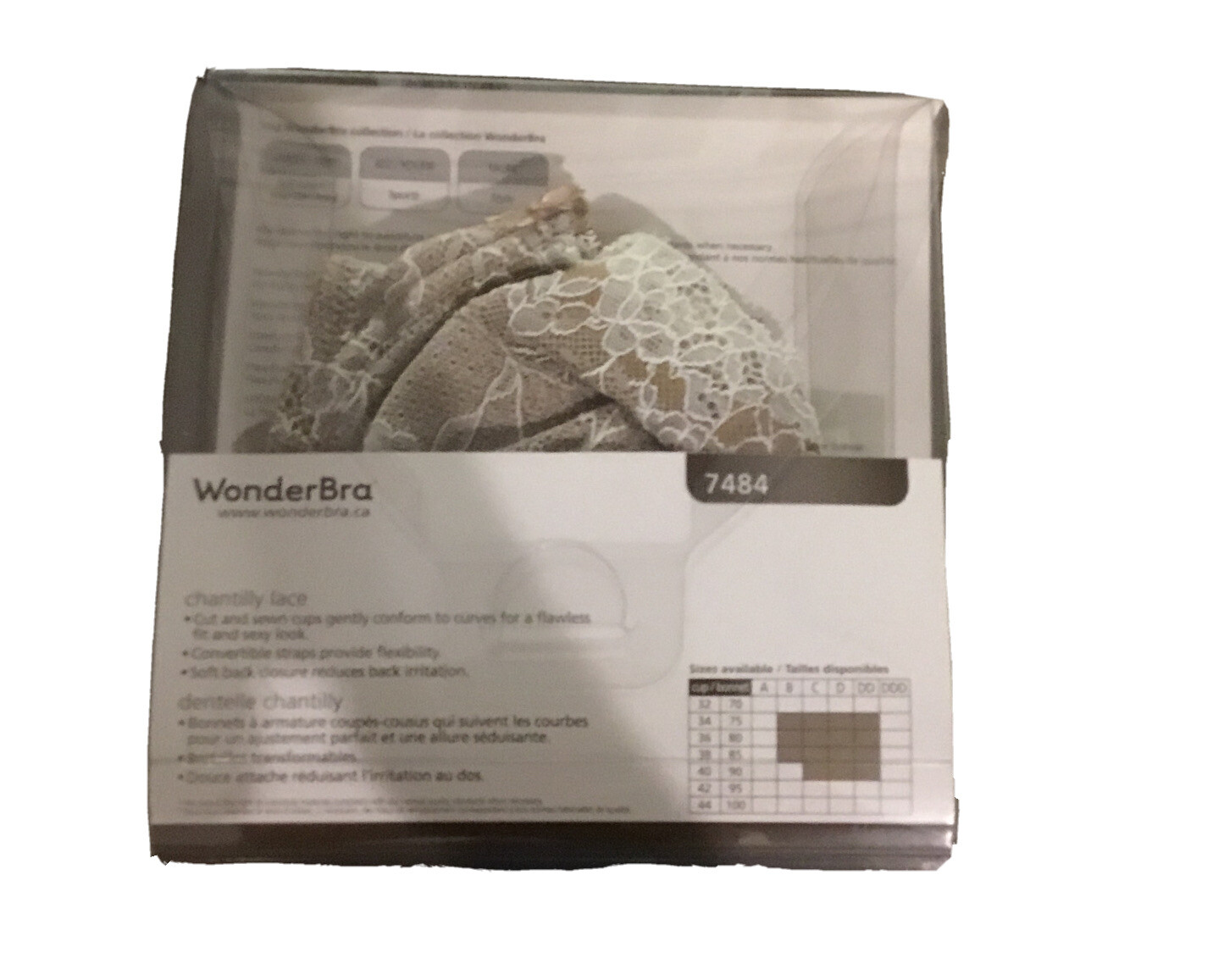 WonderBra 34C Chantilly Lace Underwire Brown White Lace Overlay 34C for ...