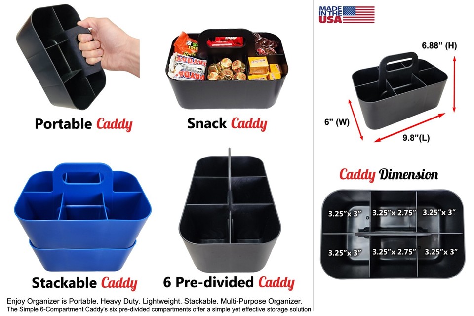 Small Stackable and Portable Simple 6-Compartment Caddy - Made In USA ...