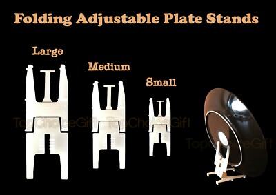 Folding Adjustable Plastic Plate Disk Dish Bowl Stand Holder Mount (3 ...