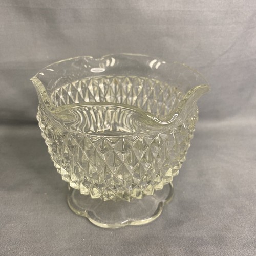 Mid-Century Modern INDIANA GLASS Diamond Point Pressed Ruffle Footed ...