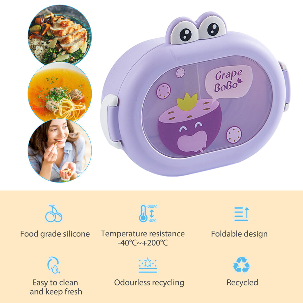 Cartoon Frog Bento Lunch Box Dishwasher Safe with 2 Compartments ...