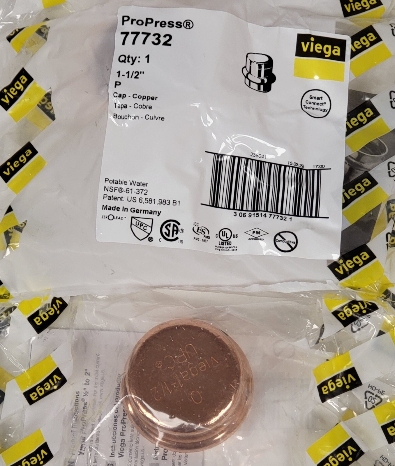 NEW Viega 77732 ProPress Copper Cap Tube Pipe Press Cap Fitting | eBay