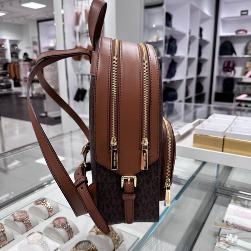 Michael Kors Jaycee Medium MK Signature Logo Backpack Luggage Brown | eBay