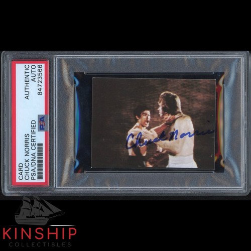 Chuck Norris signed 1974 Yamakatsu Card PSA DNA Slab Bruce Lee #56 Auto ...