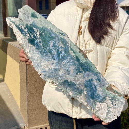 6.7LB Natural Green Water Grass Green Agate Sheet Quartz Crystal Sample ...