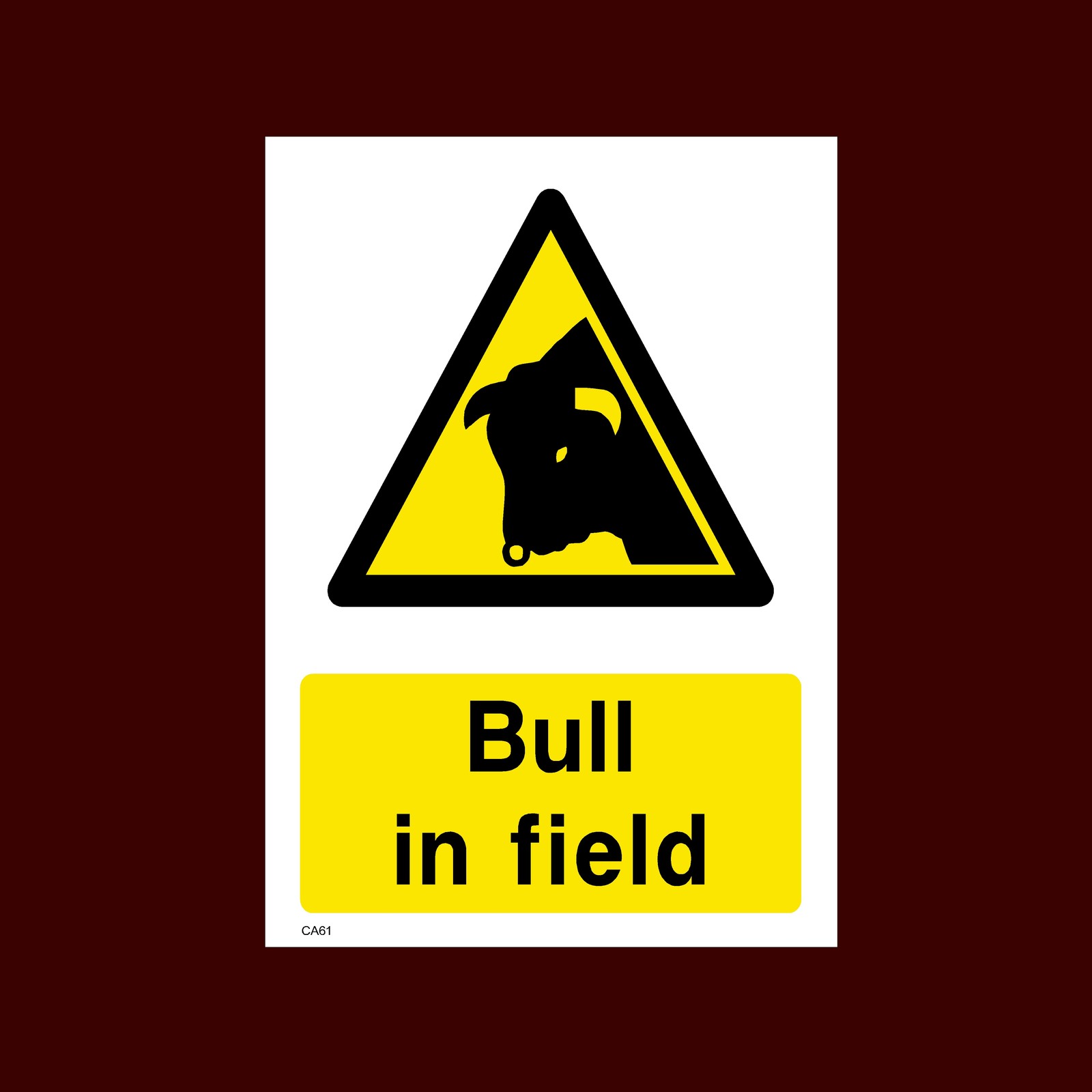 Bull in Field - Plastic Sign, Metal, Foamex, Sticker - A6, A5, A4, A3 ...