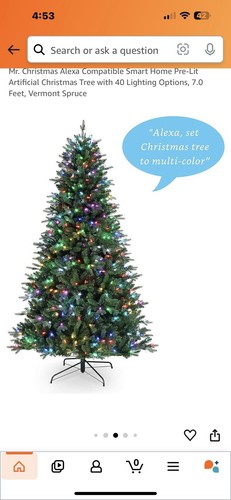Mr. Christmas Alexa Compatible Smart Home Pre-Lit Artificial Christmas ...