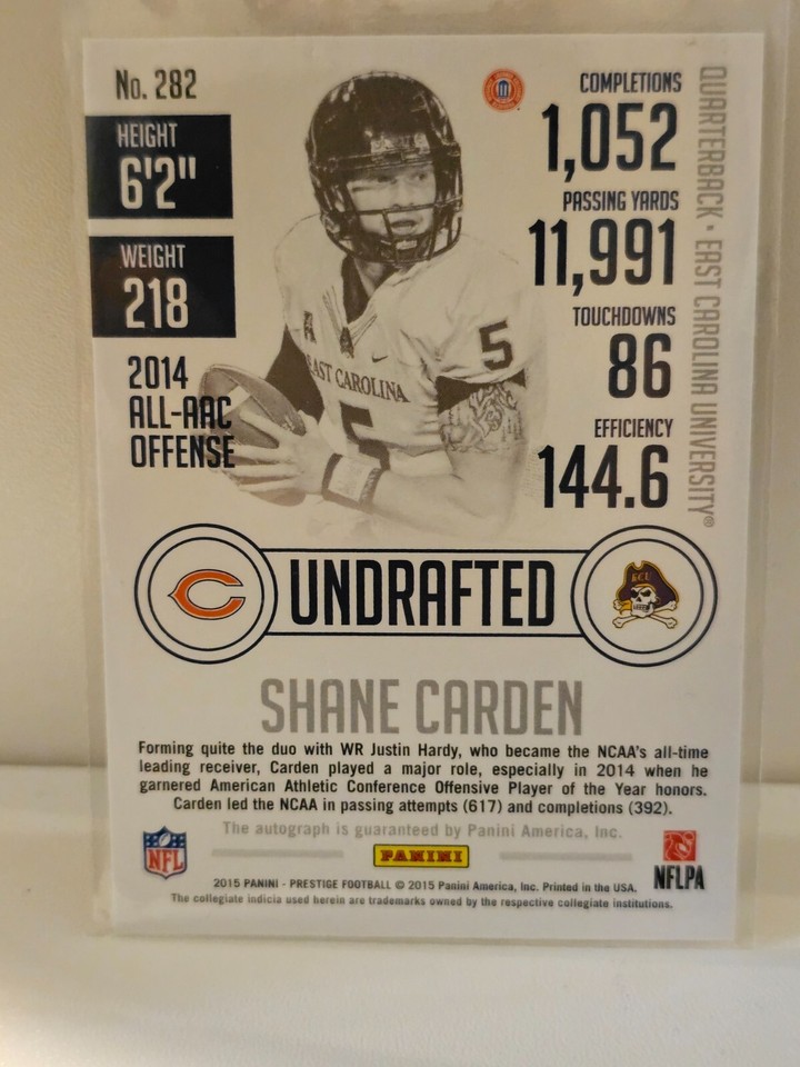 Shane Carden- 2015 Panini Prestige RC Auto | eBay