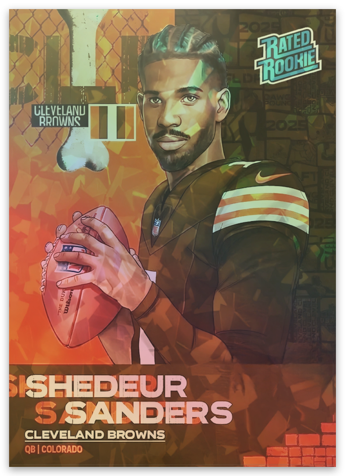 2025 Shedeur Sanders Rated Rookie Gold Holofoil Browns Sticker Card RC /25 | eBay