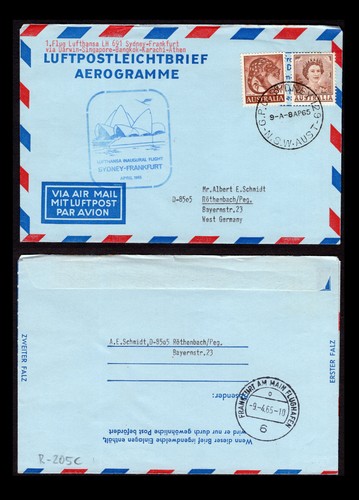 Australia 1965 Lufthansa LH 691 primo volo copertura Sydney in Germania ...