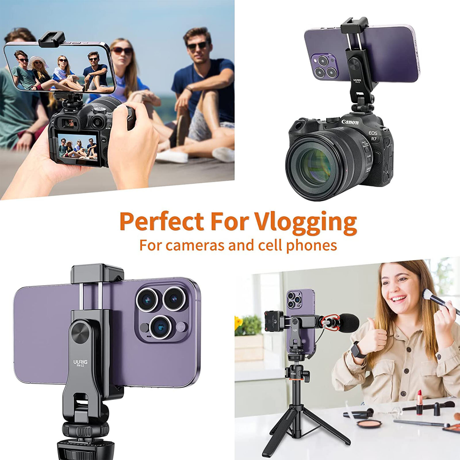 Metal Phone Tripod Mount 360° Adjustable Cell Phone Clamp Stand Holder ...