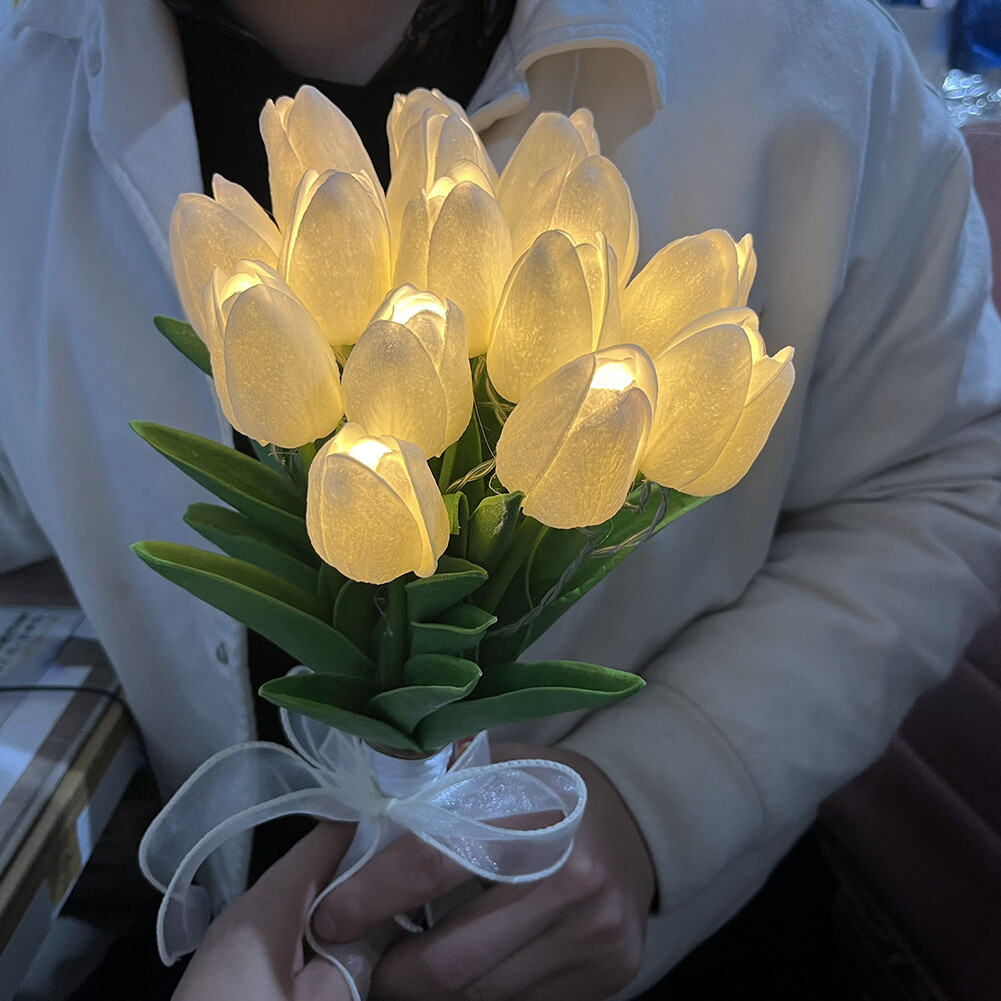 LED Tulip Night Lights Artificial Flowers Table Lamp Wedding Home Party ...