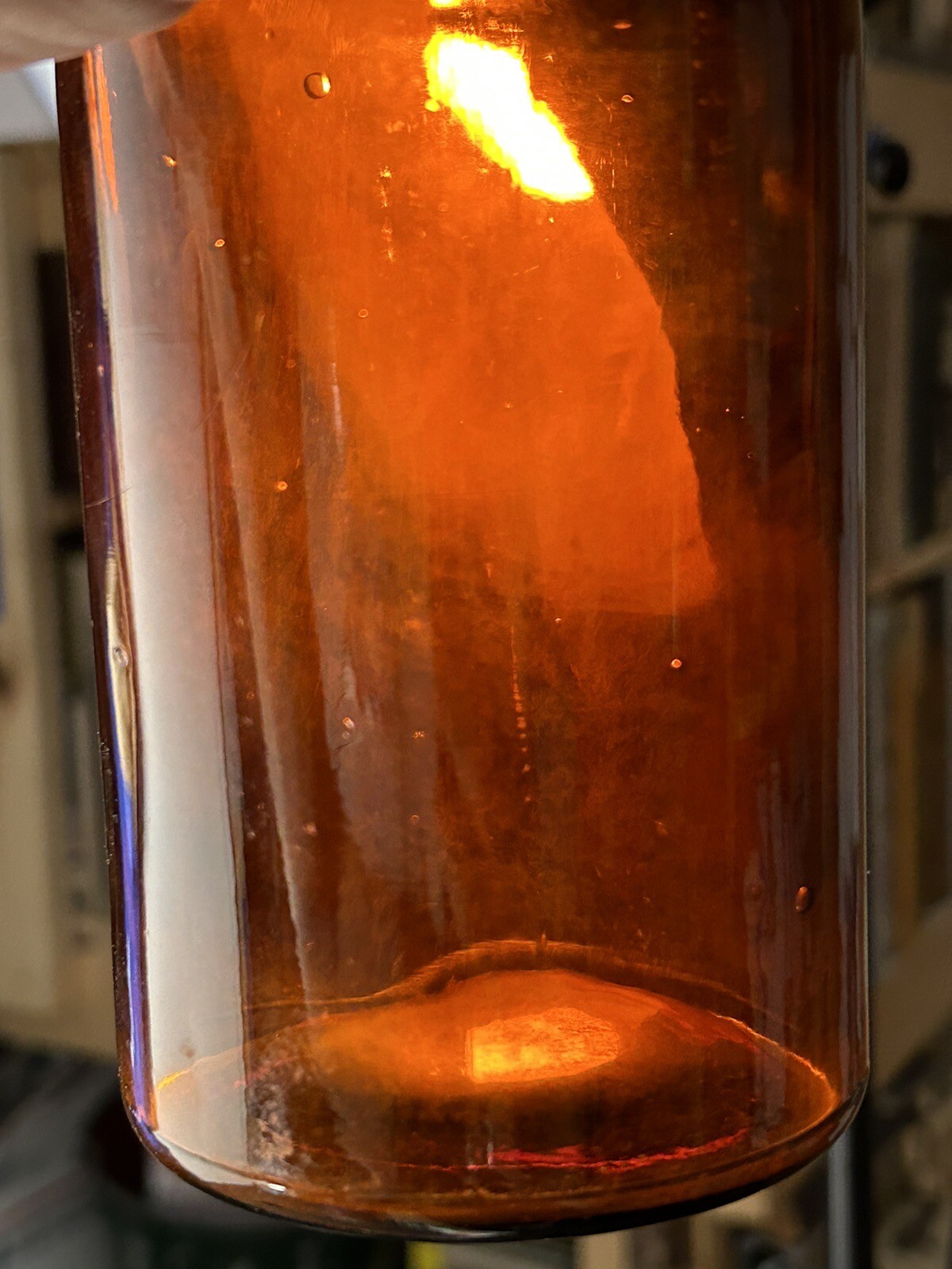 Antique SNUFF JAR , Amber GLASS AMERICAN SNUFF CO LORILLARD Double Pat ...