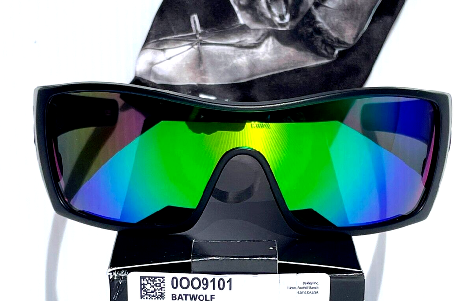 NEW Oakley BATWOLF Matte Blackout POLARIZED Galaxy Jade lens Sunglass ...