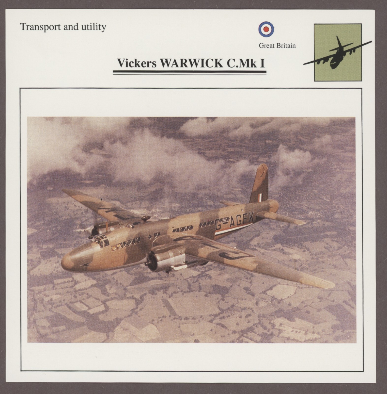 Vickers Warwick Edito Service Warplane Air Military Card Great Britain ...