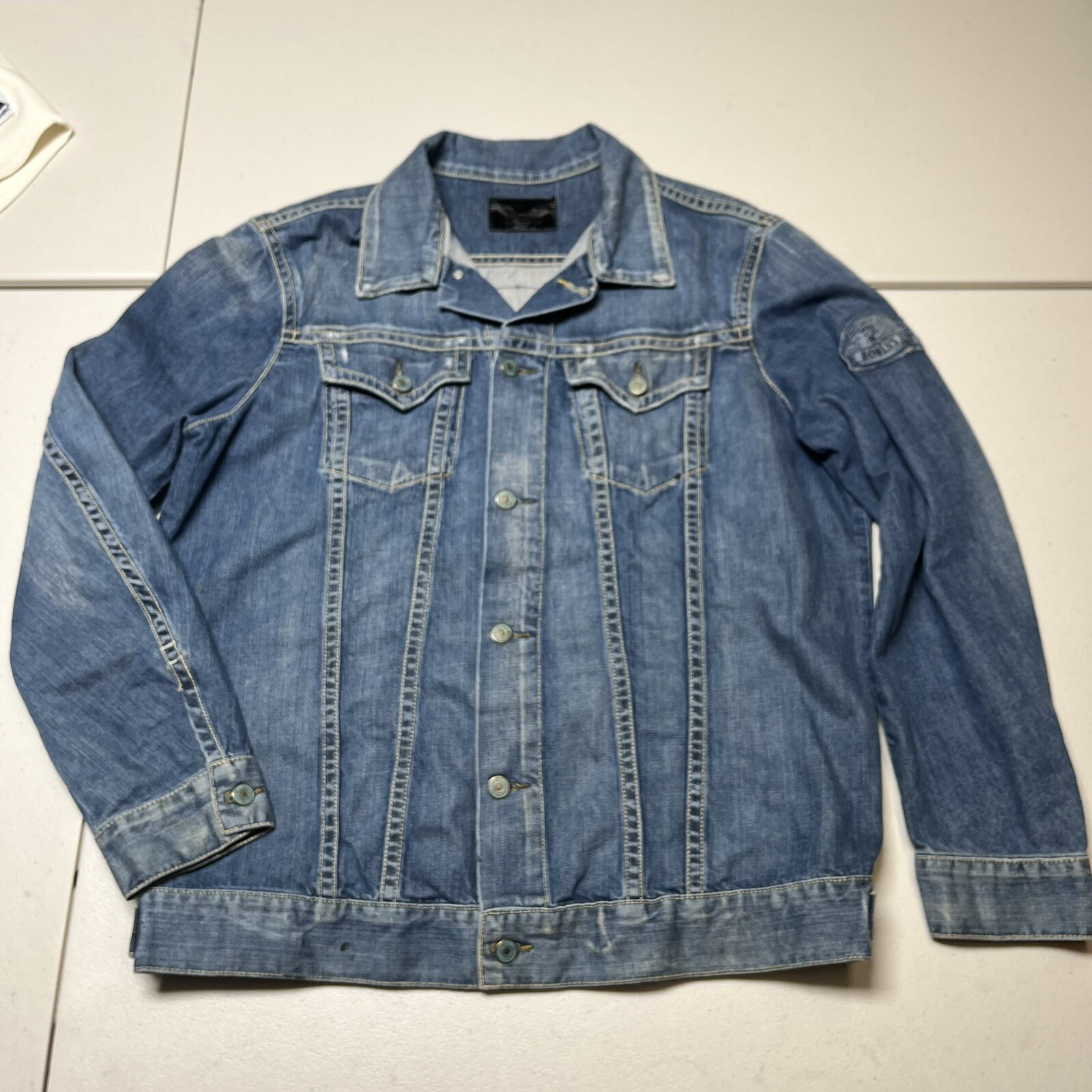 robin jeans denim motorcycle club jacket mens XL - Gem