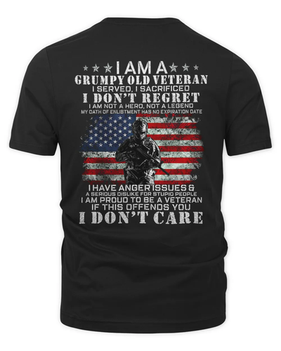 I Am A Grumpy Old Veteran, U.S Veterans, Unisex Premium T-Shirt / BLACK ...