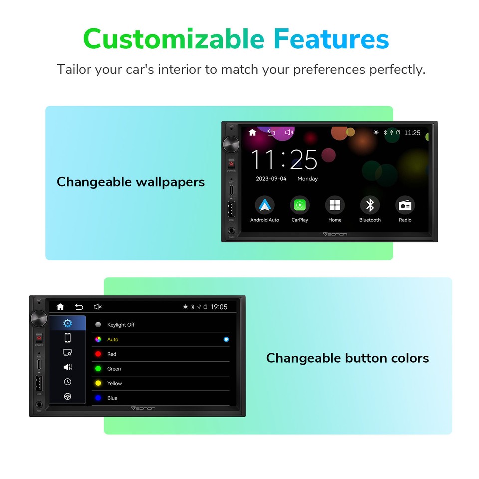 7" QLED Car Stereo Radio Android Auto 2DIN Touch Screen GPS Navi ...
