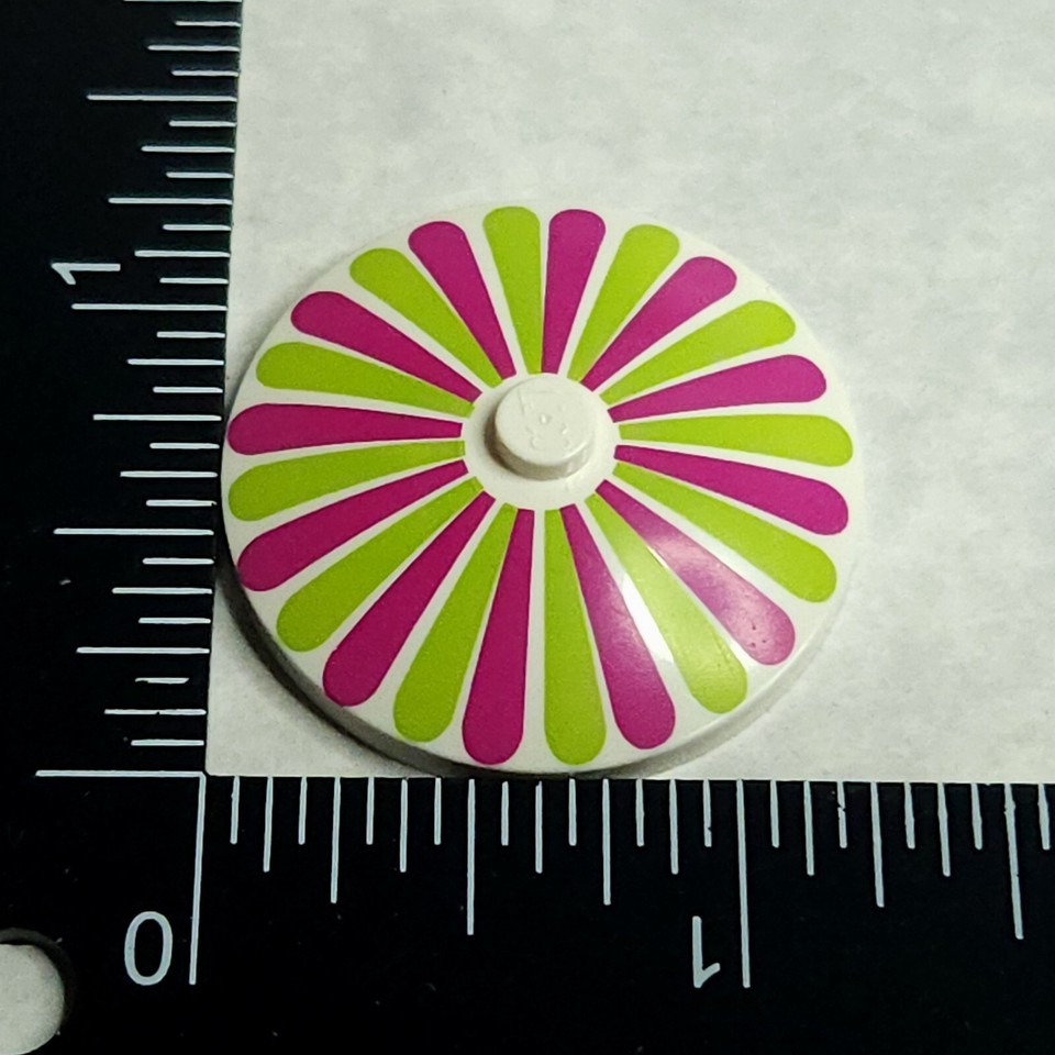 LEGO Part 3960pb027 Dish 4x4 Inverted Radar with Lime Magenta Stripes ...