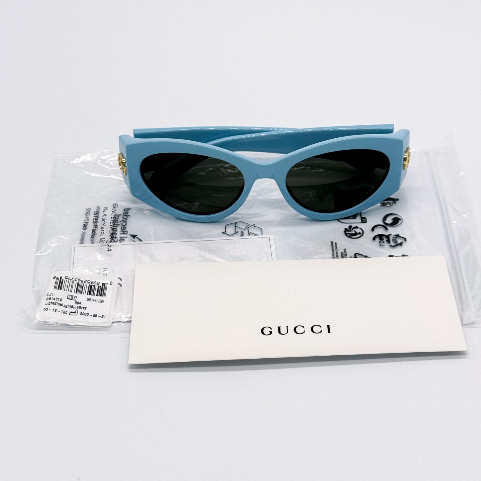 NEW GUCCI GG1401S 004 LIGHT BLUE OVAL WOMEN SUNGLASSES GUCCI | eBay