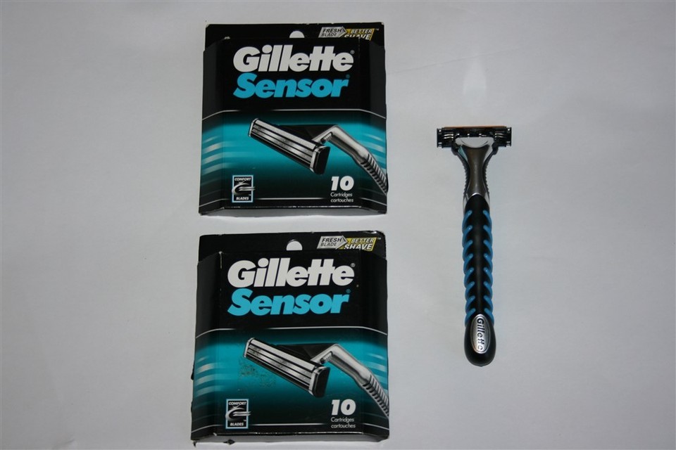 *20 Gillette Sensor Razor Blades Cartridges Refills Shaver Handle Fit ...