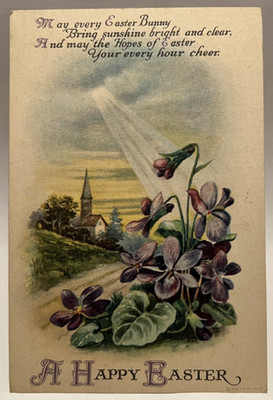 1919 A Happy Easter, May Every Easter Bunny, Violets, Church, Vintage ...