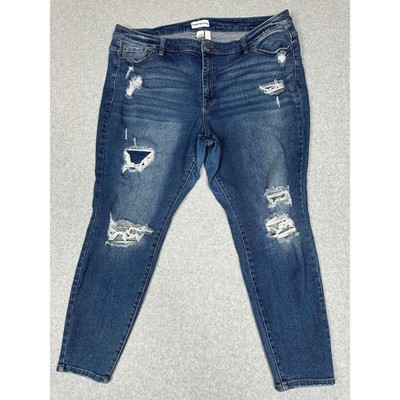 Lane Bryant Jeans Womens 26 Mid Rise Skinny Flex Magic Waist Distressed ...