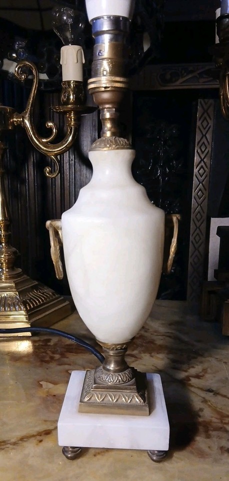 Antique Metal Mounted White Onyx Table Lamp | Vintage Urn-Form Lighting ...