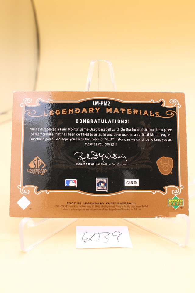 2007 SP Legendary Cuts Legendary Materials #LM-PM2 Paul Molitor /99 | eBay