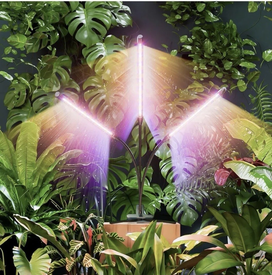 3 Heads LED Grow Light Plant Lamp Light for Indoor Plants Full Spectrum ...