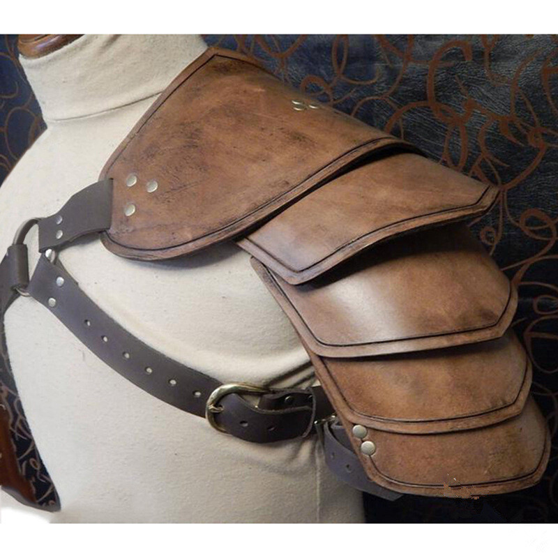 PU Leather Medieval Single Shoulder Armor Gladiator Knight Pauldrons ...