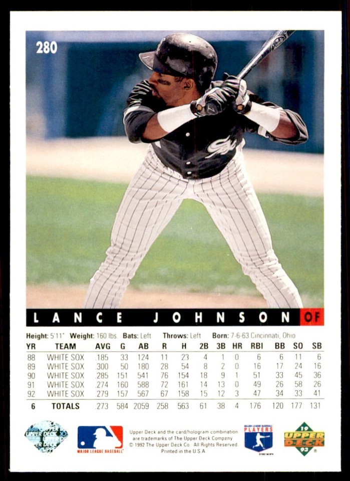 1993 Upper Deck: Lance Johnson Baseball Cards #280 | eBay