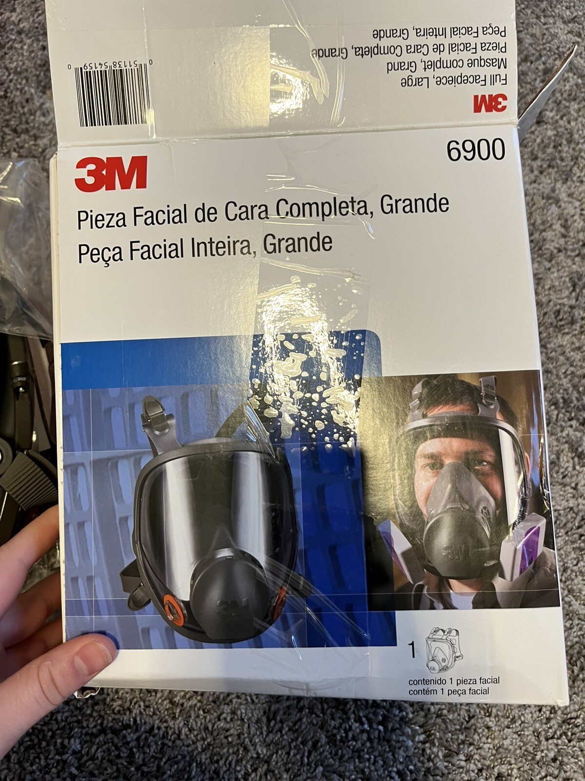 3M 6900 Full Face Piece Large Reusable Respirator Mask For Construction ...