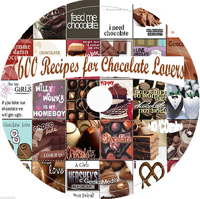600 Chocolate Recipes Cookbook cd candy homemade vintage bake gift book ...