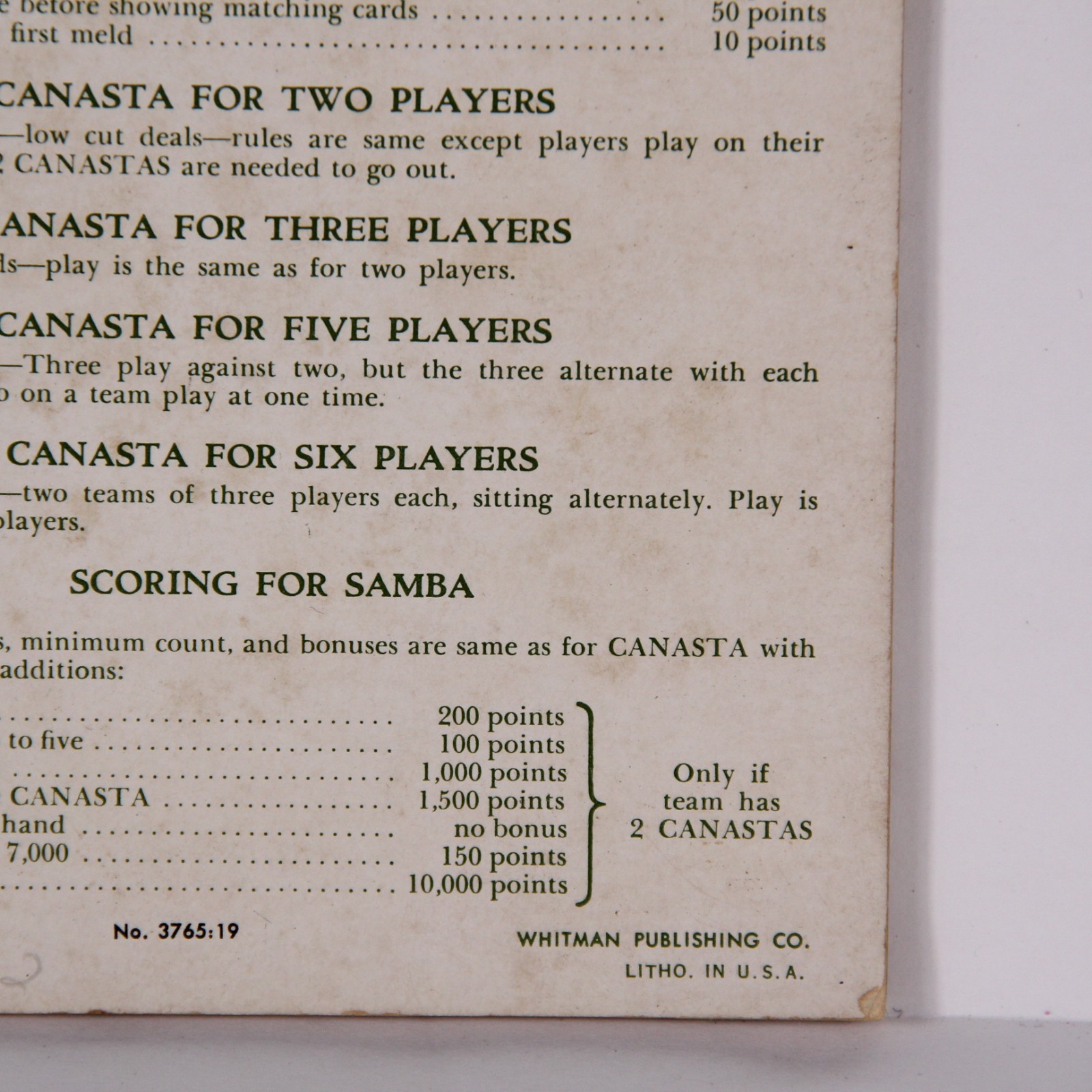 VTG Canasta Samba Score Pad Sheets Book Whitman USA - UNUSED | eBay